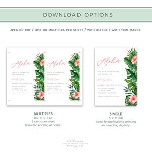 Aloha Tropical Party Editable Invitation, Birthday, Bridal Shower, Luau ...