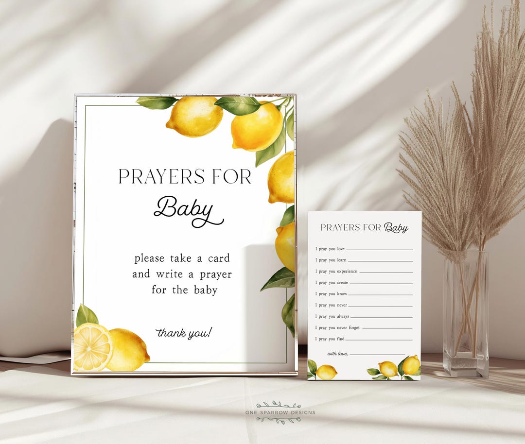 Lemon Prayers/wishes for Baby Shower Sign and Cards, 8x10, 5x7 ...