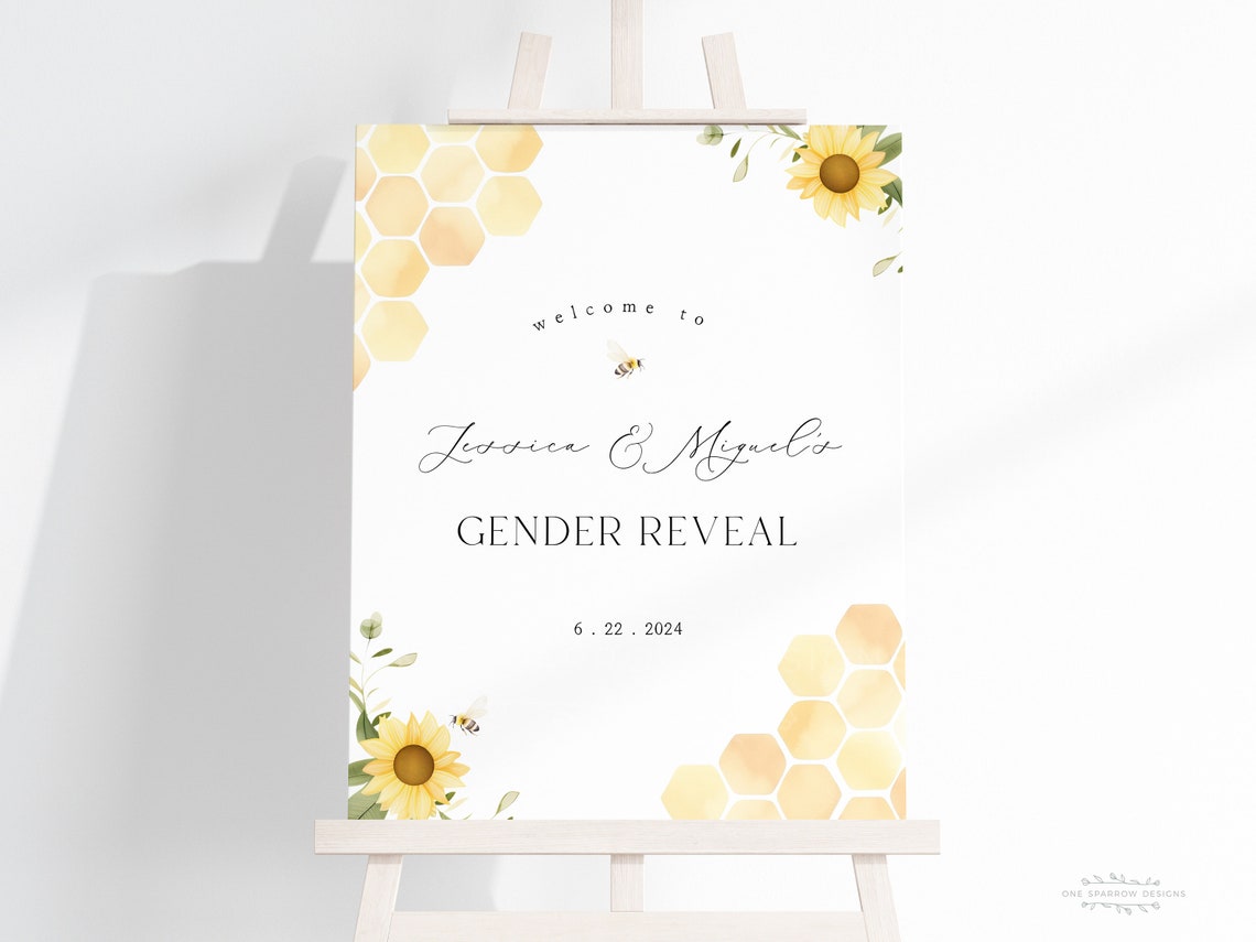 Honey Bee Vote Board Gender Reveal, He or She, Baby, Editable Printable ...