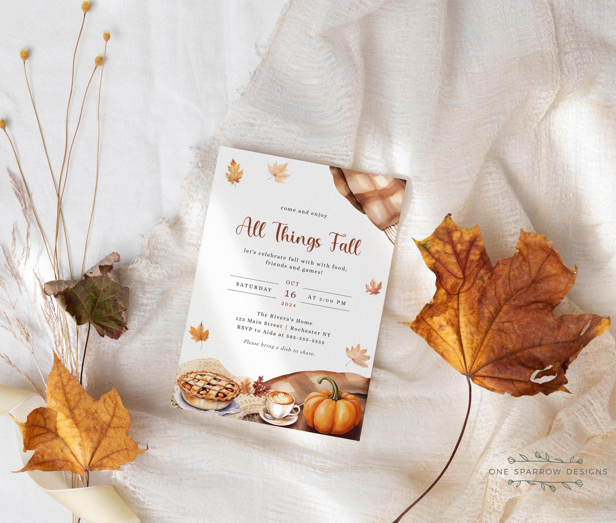 All Things Fall Party Invitation, Autumn Celebration, Pumpkin Harvest ...