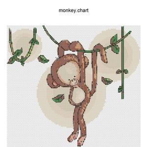 Monkey Cross Stitch Chart Pdf Pattern, Cute, Monkey, Cross Stitch, Pdf ...