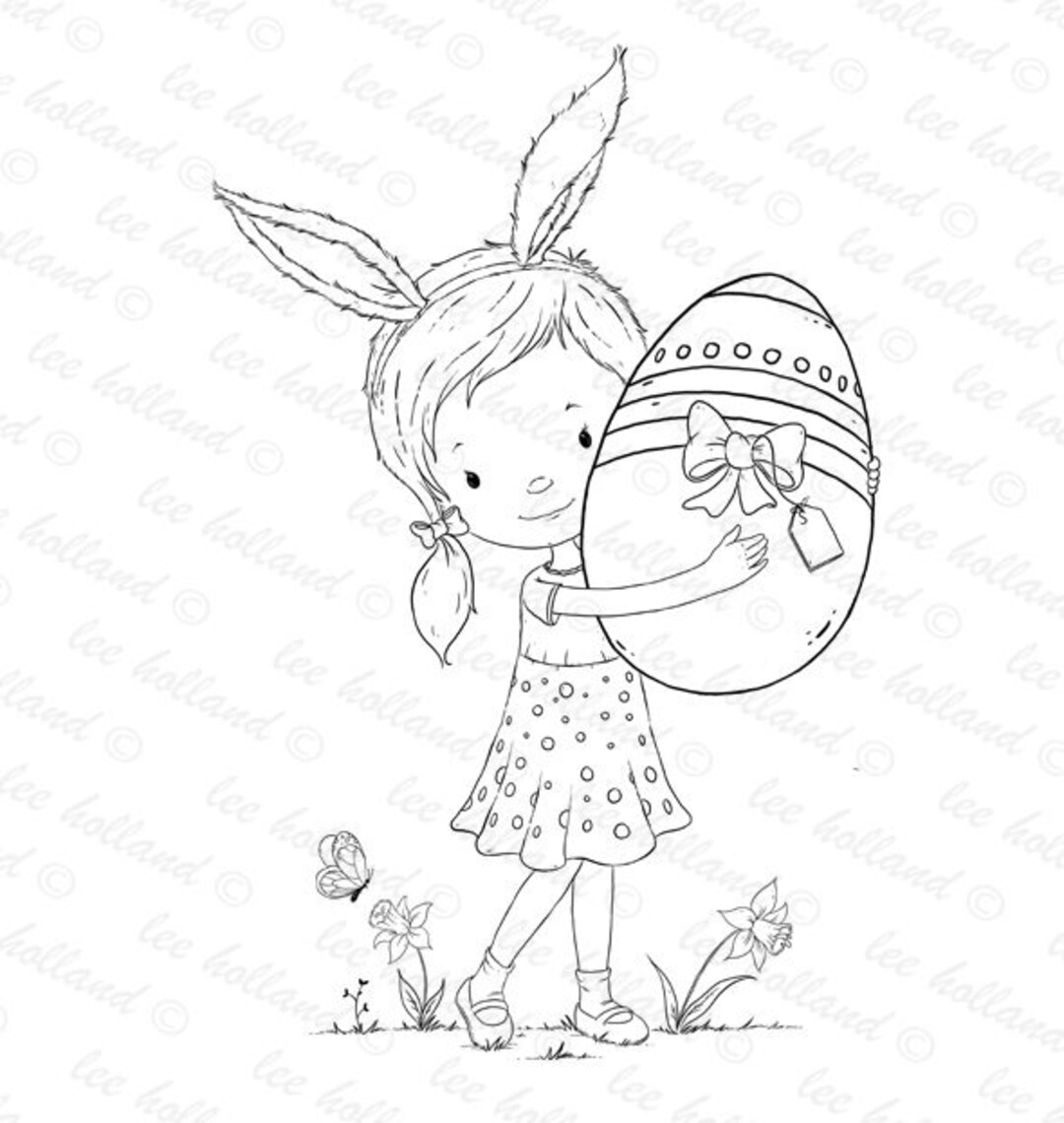 Easter Bunny Girl, Card Making, Digi, Easter, Craftng, Digital Stamp - Etsy