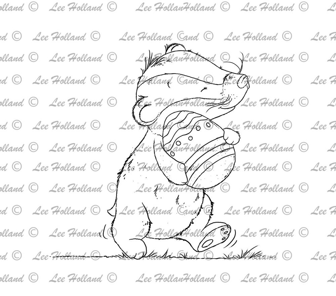 Badger Carrying Easter Egg, Card Making, Digi, Digital Stamp - Etsy