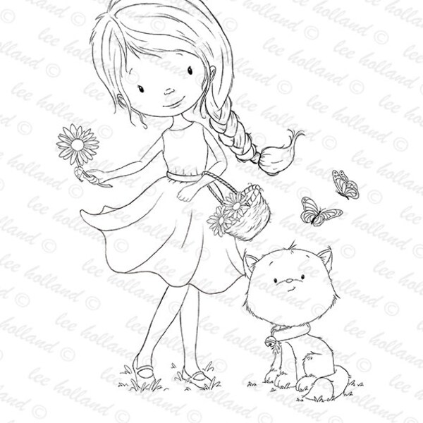 Girl Digi Stamp - Etsy