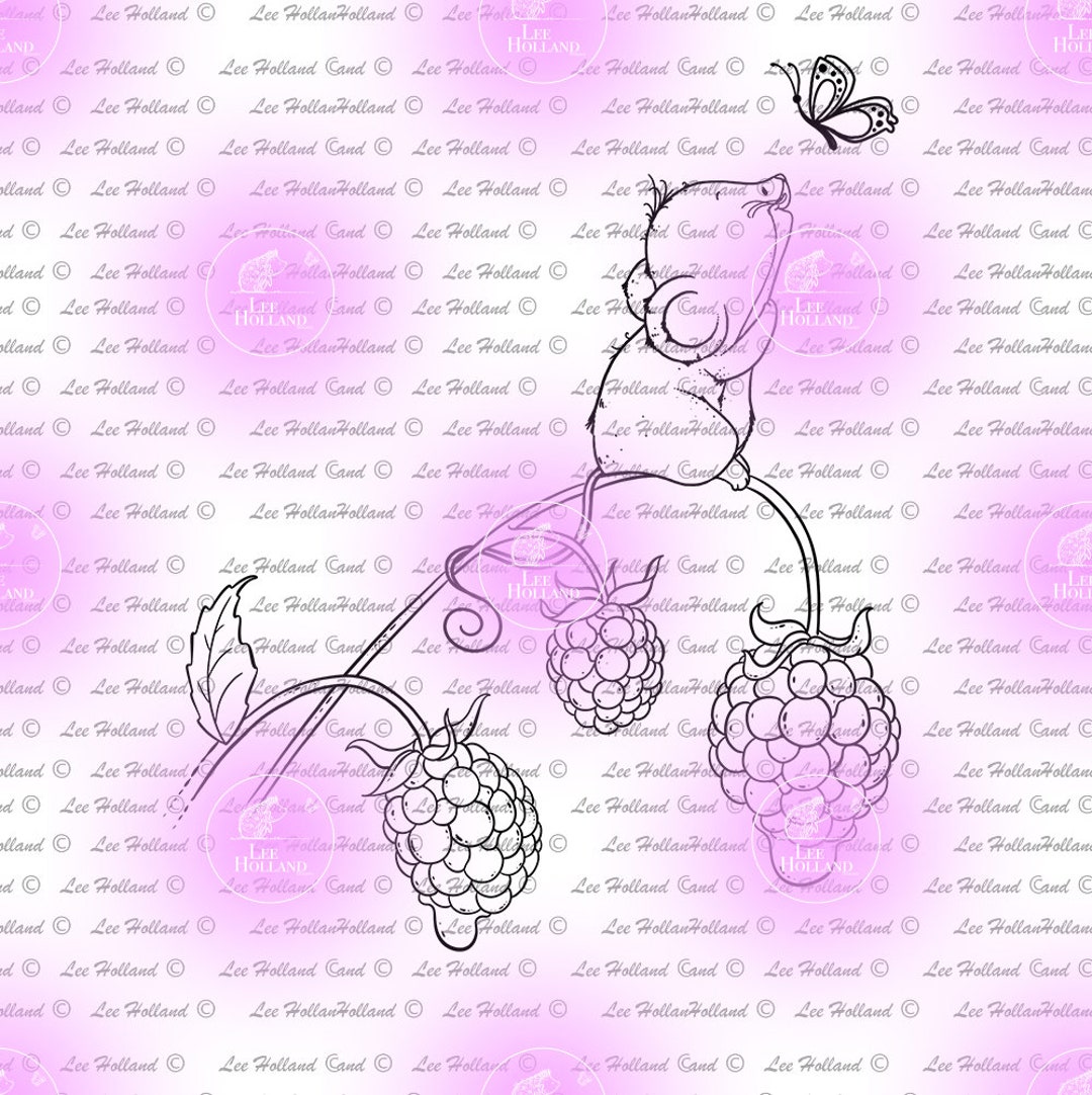 Mouse on Bramble, Digital Stamp, Card Making, Digi, Stamp, - Etsy