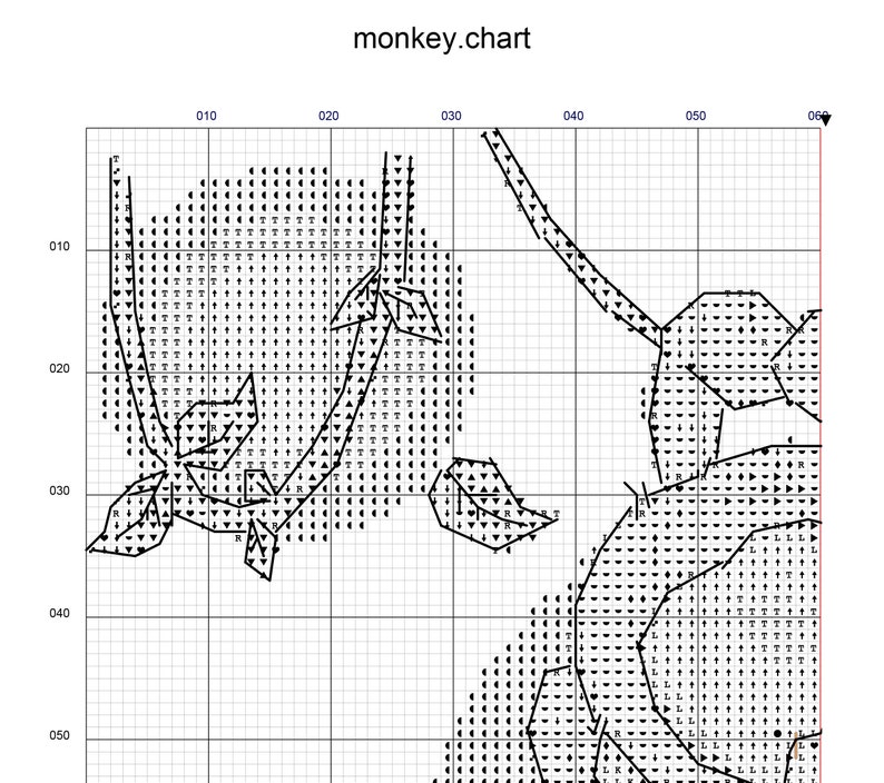 Monkey Cross Stitch Chart Pdf Pattern Cute Monkey Cross - Etsy