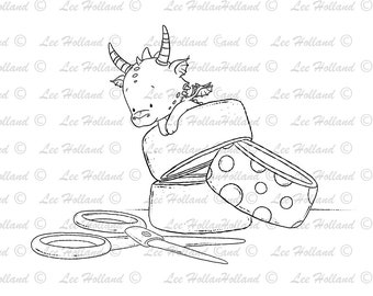 Dragon Walking With Balloon Digital Stamp Card Making Digi - Etsy