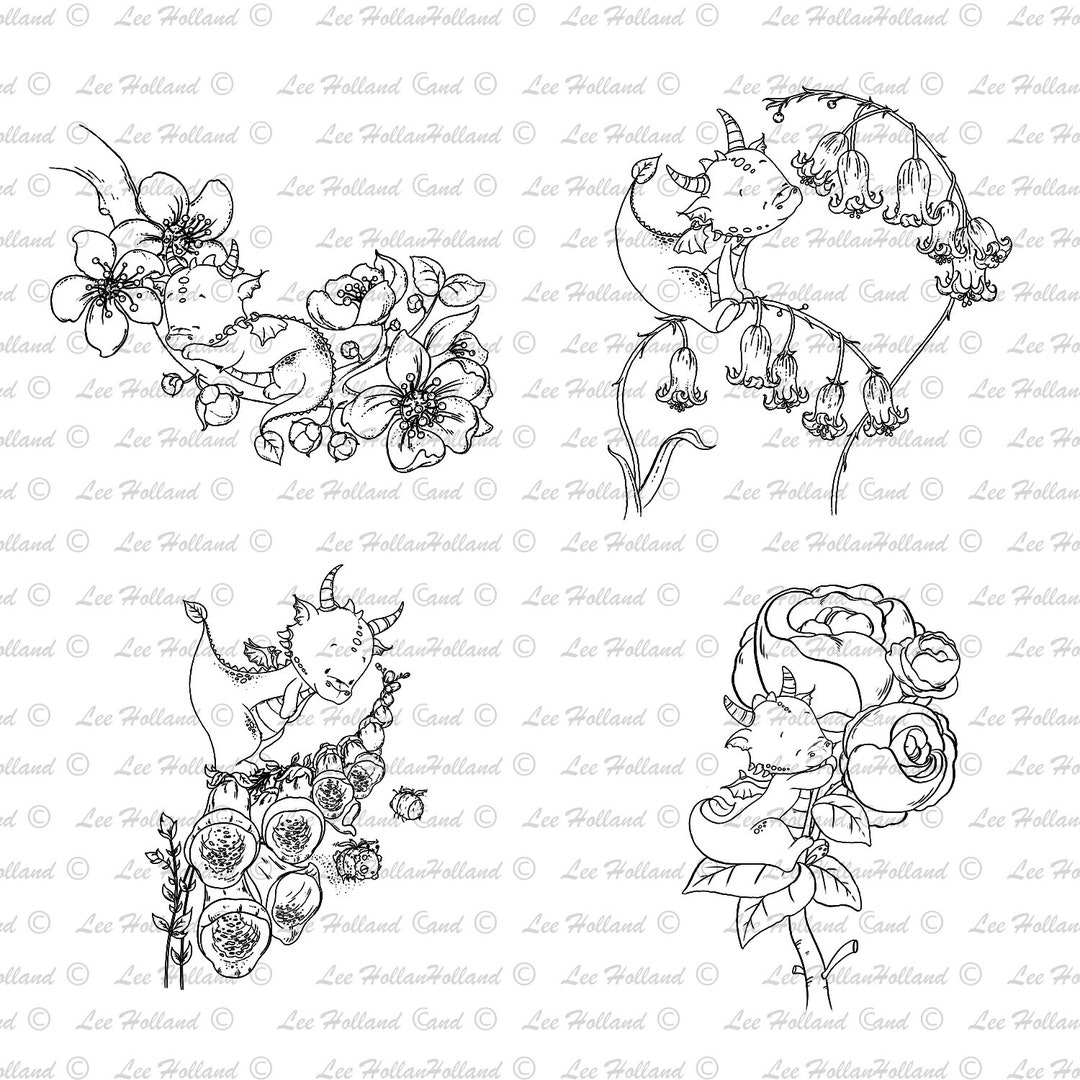 18 Digital Stamps Dragons Bundle, Card Making, Digital Stamp, Digi ...