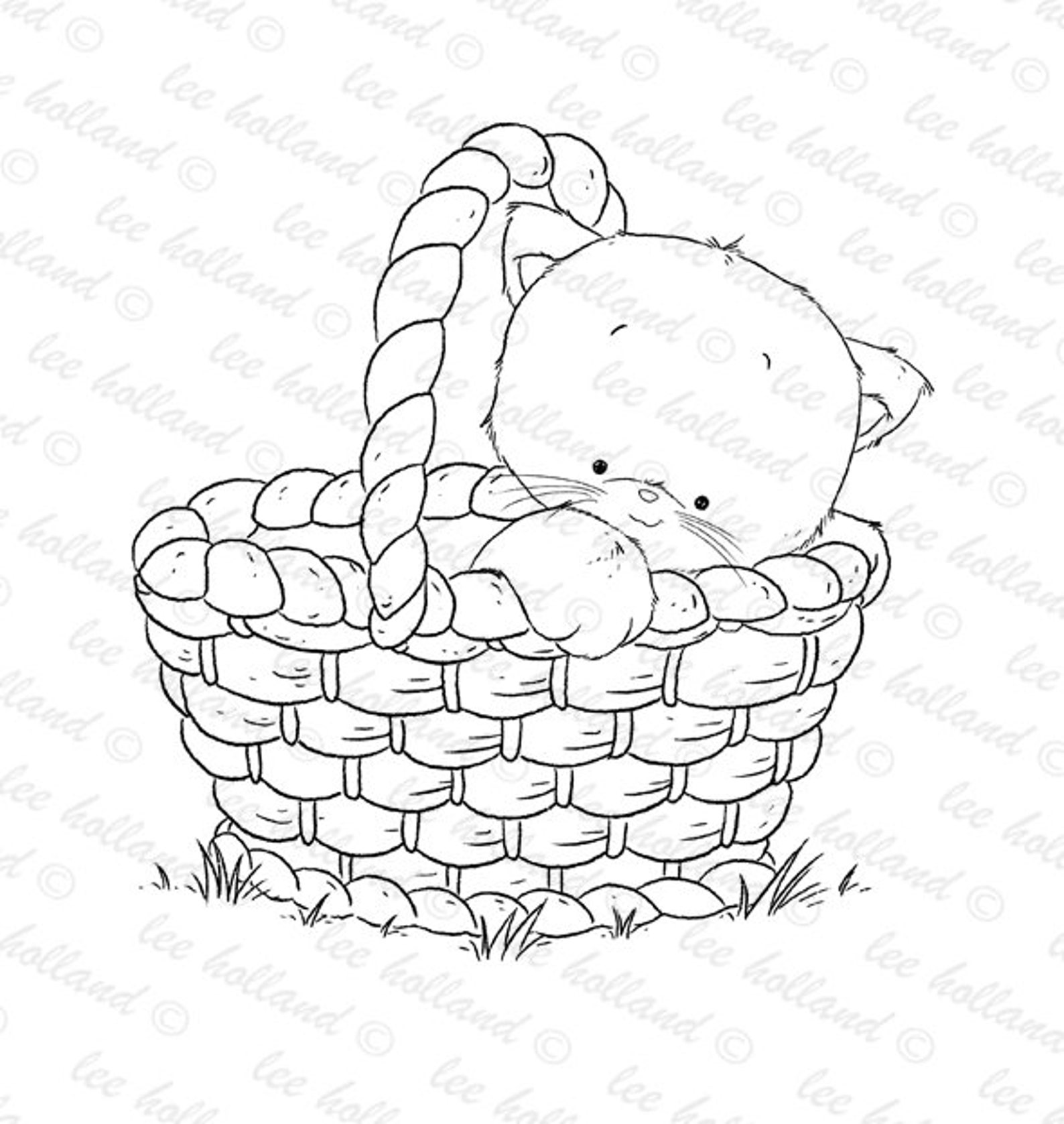 Digital Stamp, Kitten in Basket, Kitten, Digi, Crafting, Card Making ...