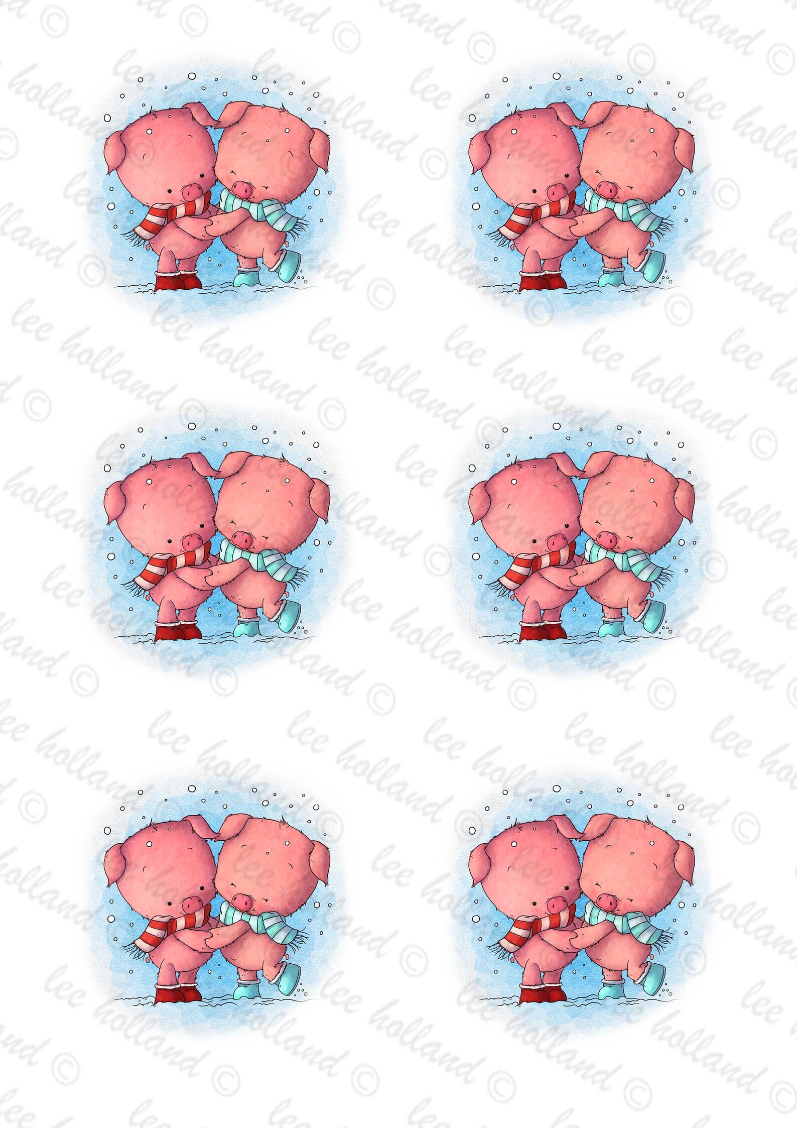 Christmas Pig Couple Printable Pig Cute Card Making Scrap | Etsy