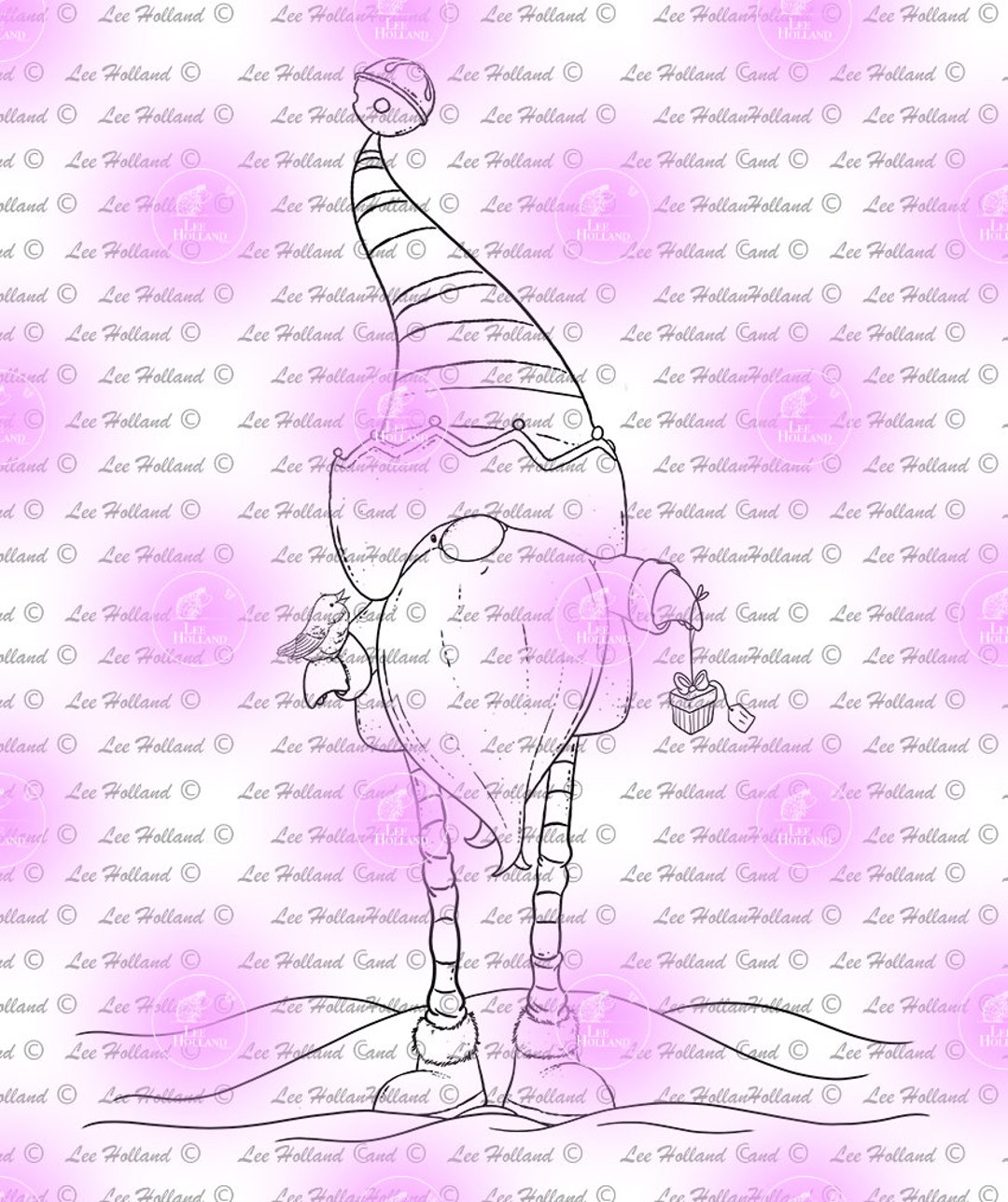 Gnome With Robin, Card Making, Digital Stamp, Digi, Stamp - Etsy