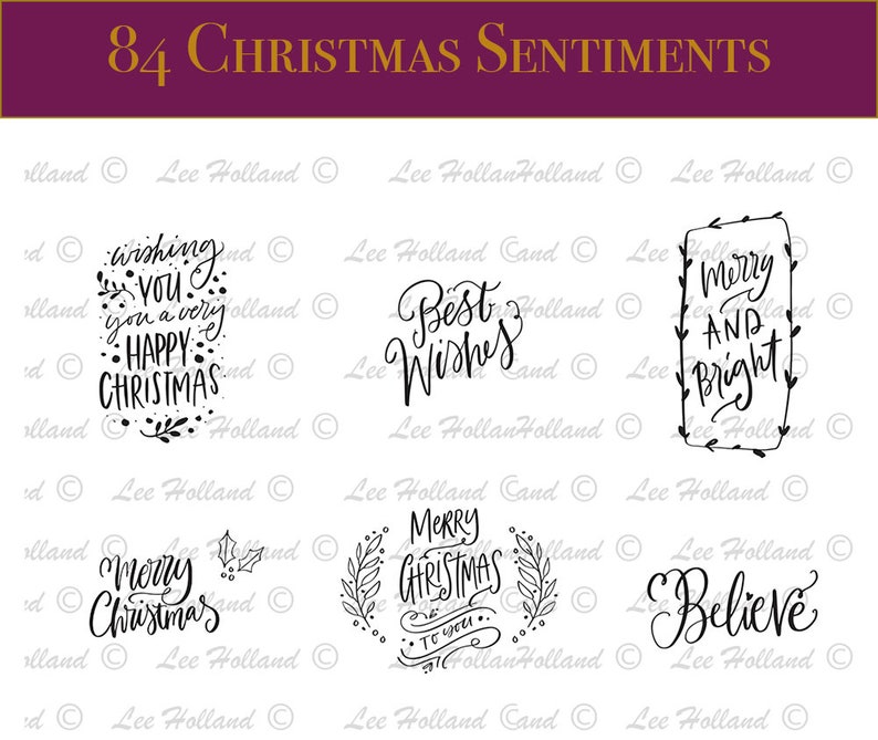 84 JPEG Christmas Sentiments Digital Stamp Digi Card - Etsy