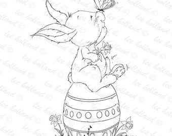 Easter Bunny Card Making Digital Stamp Digi Crafting | Etsy