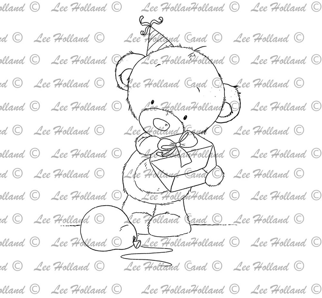 Teddy With Present, Digital Stamps, Card Making, Stamps, Scrapbooking ...
