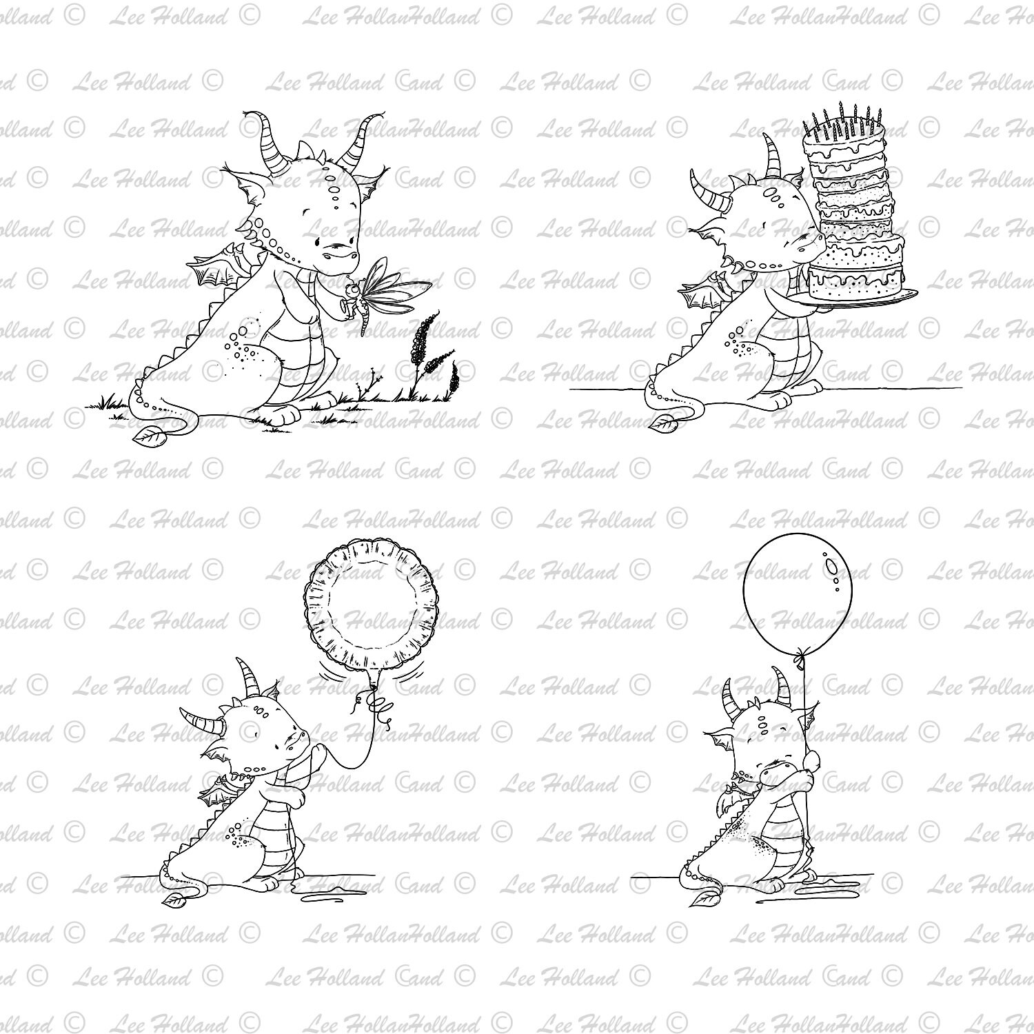 18 Digital Stamps Dragons Bundle Card Making Digital Stamp | Etsy