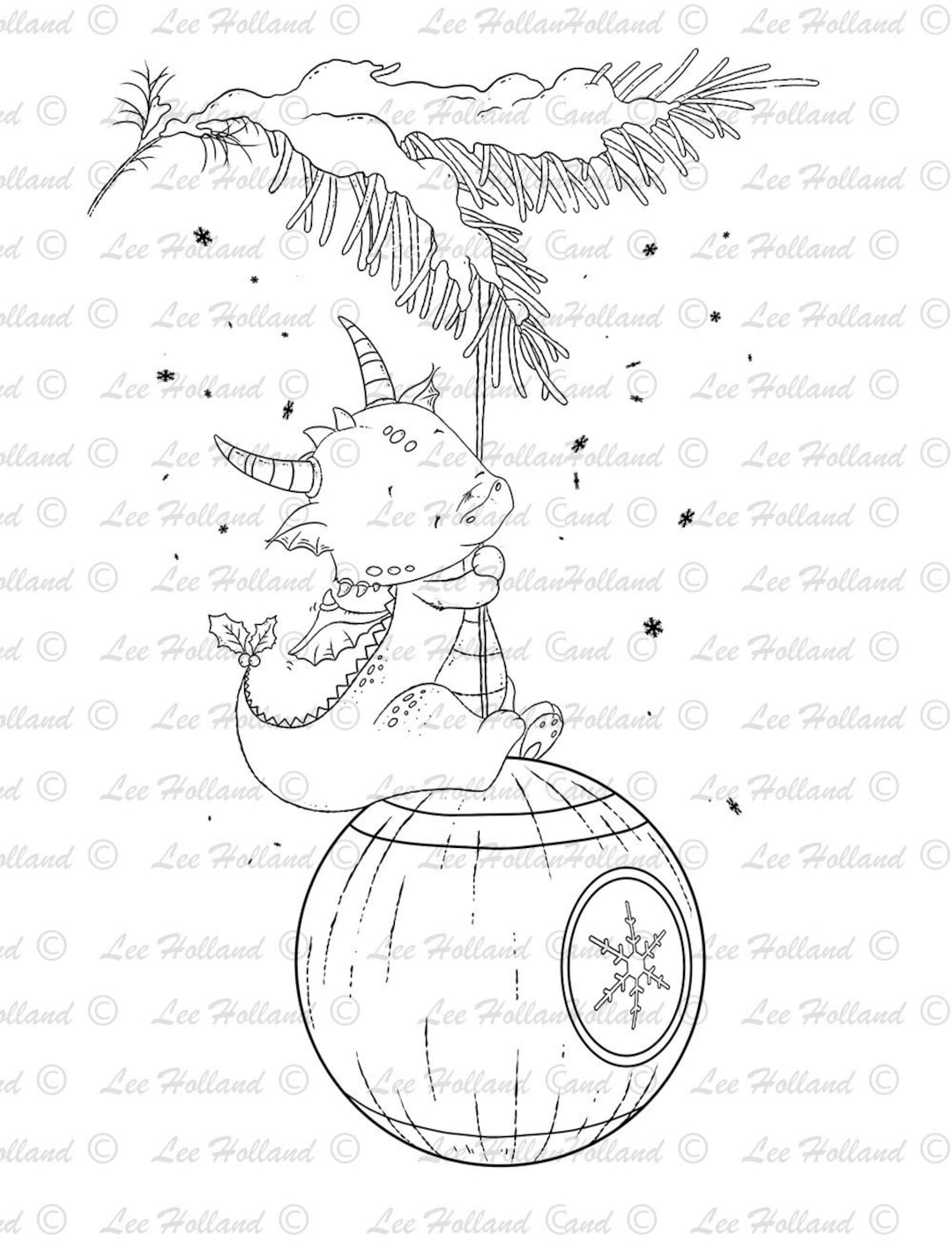 Digital Stamp Dragon on Christmas Bauble, Card Making, Stamp, Digi - Etsy