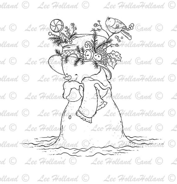 Cute Snowman Digital Stamp. Card Making Digi Papercraft | Etsy