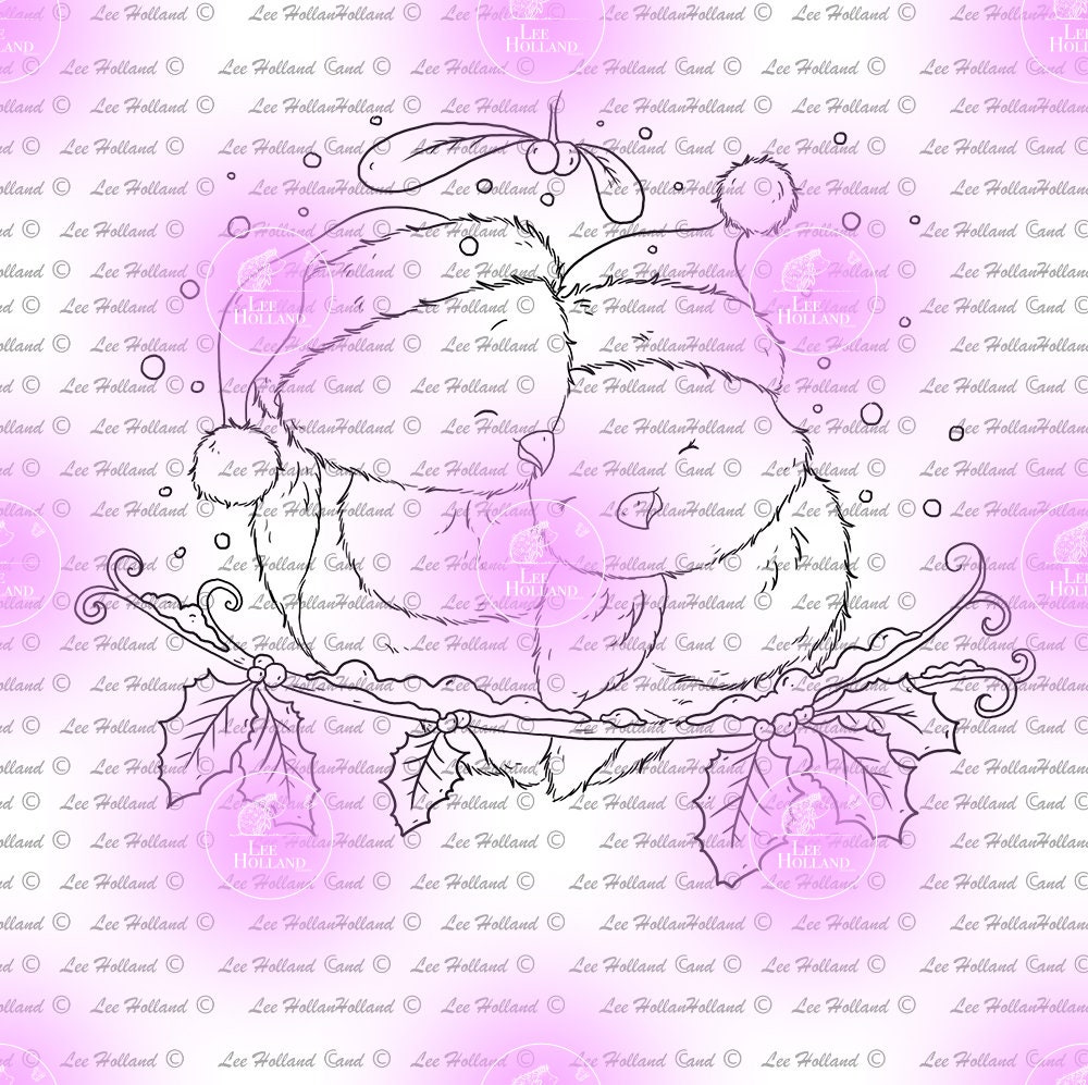 Digital Stamps Christmas Love Birds Digi Christmas Stamps - Etsy