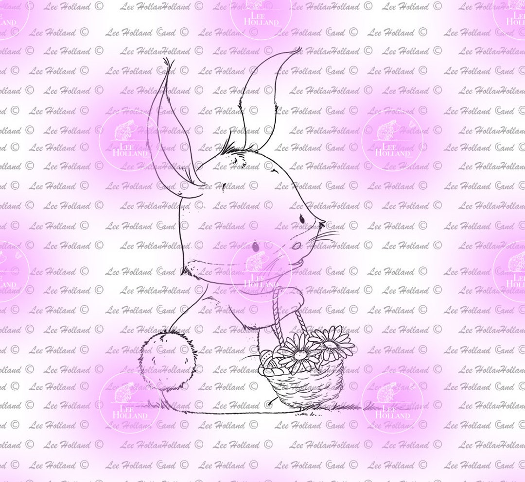 Bunny With Easter Basket, Digital Stamp, Card Making, Digital Stamps ...