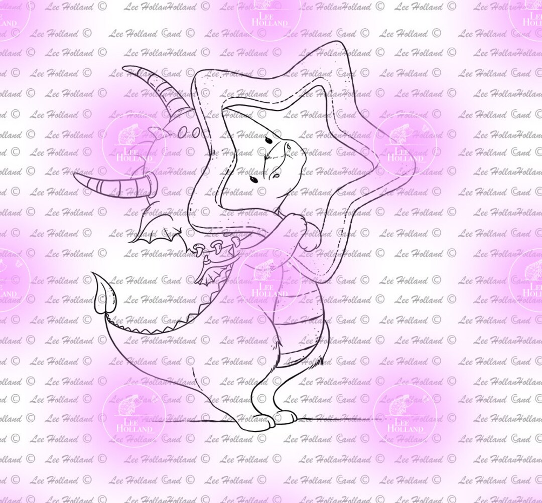Dragon With Star, Digital Stamp, Card Making, Stamp, Digi, Cute Digital ...