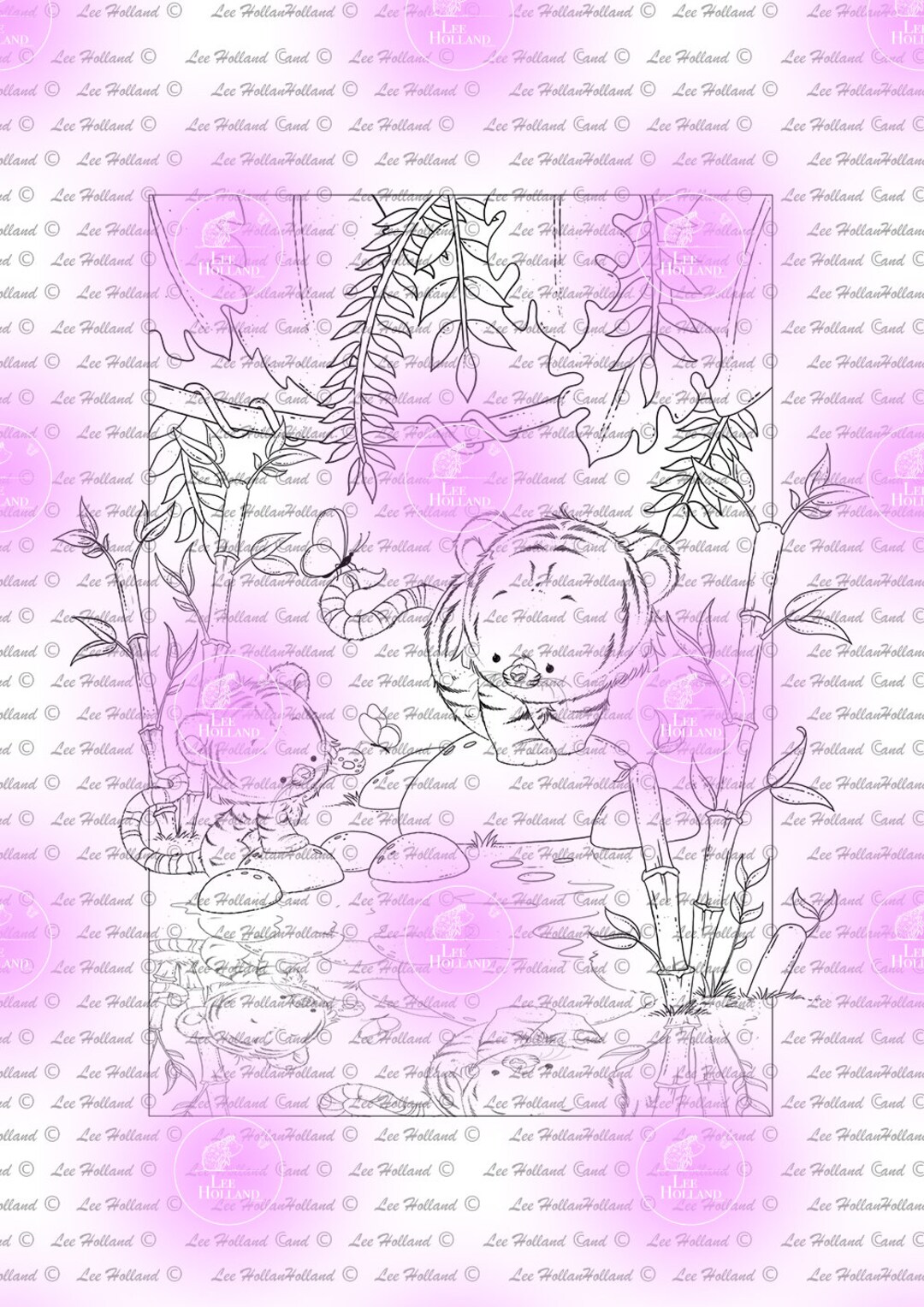 Tiger Scene Digital Stamp, Digi, Card Making - Etsy