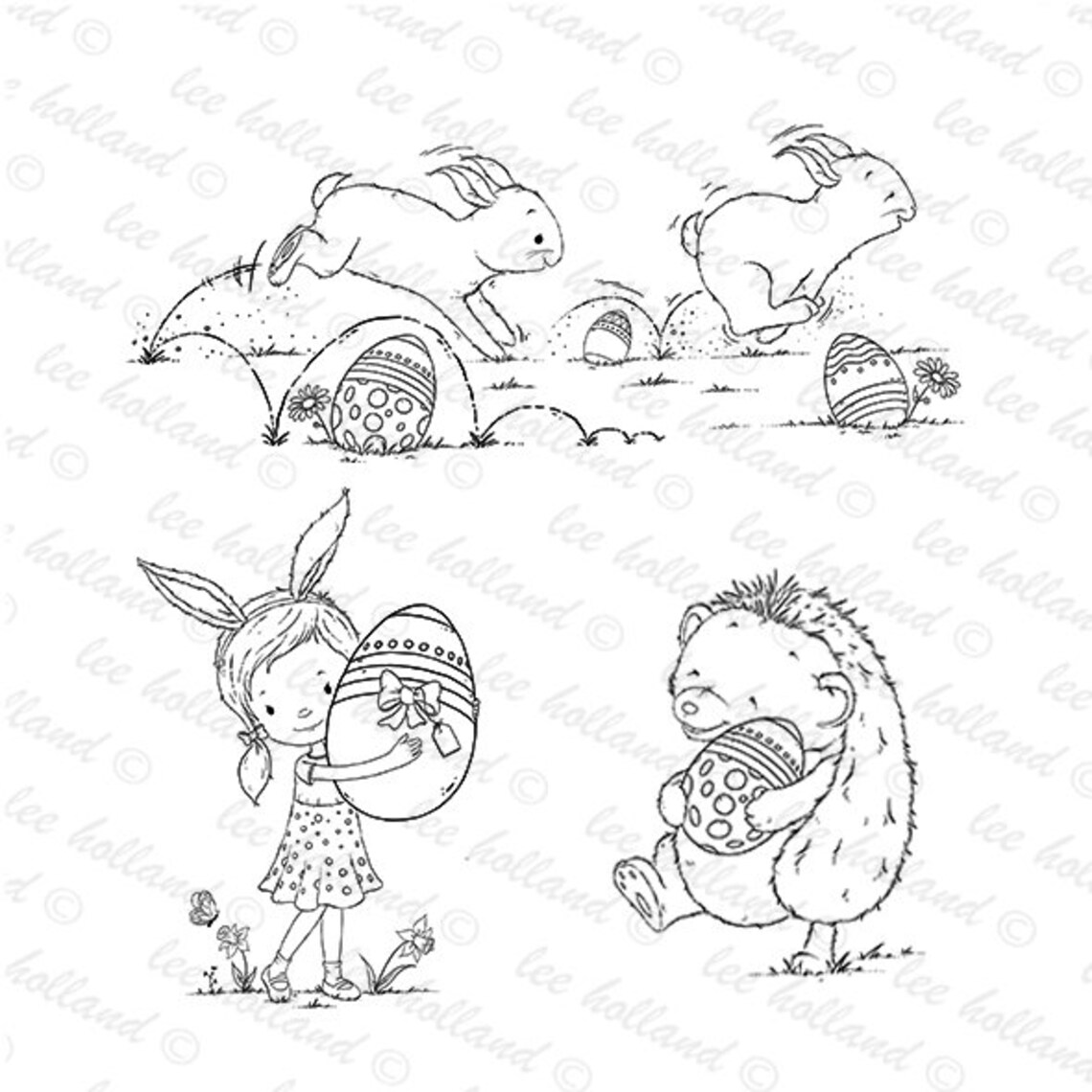 11 Spring Bundle, Digital Stamps, Digi, Bunny, Hedgehog, Crafting, - Etsy