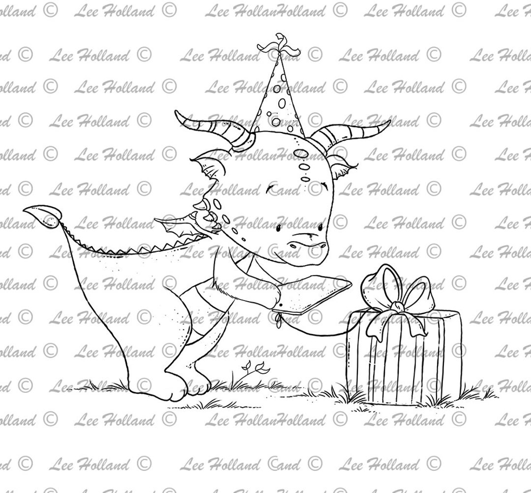 Dragon With a Special Gift, Card Making, Art Printable, Cute, Printable ...
