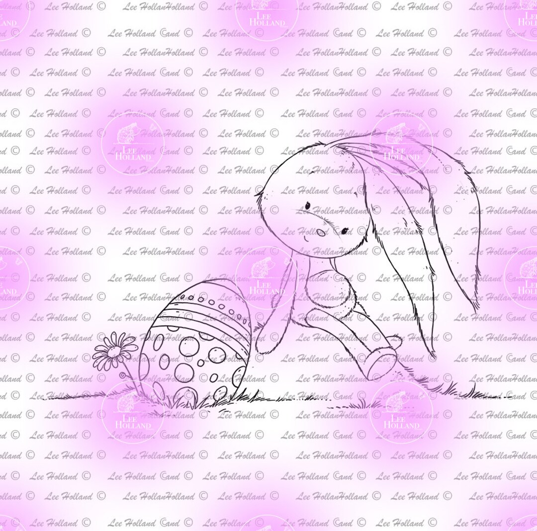 Little Bunny With Easter Egg, Card Making, Digital Stamp, Digi ...