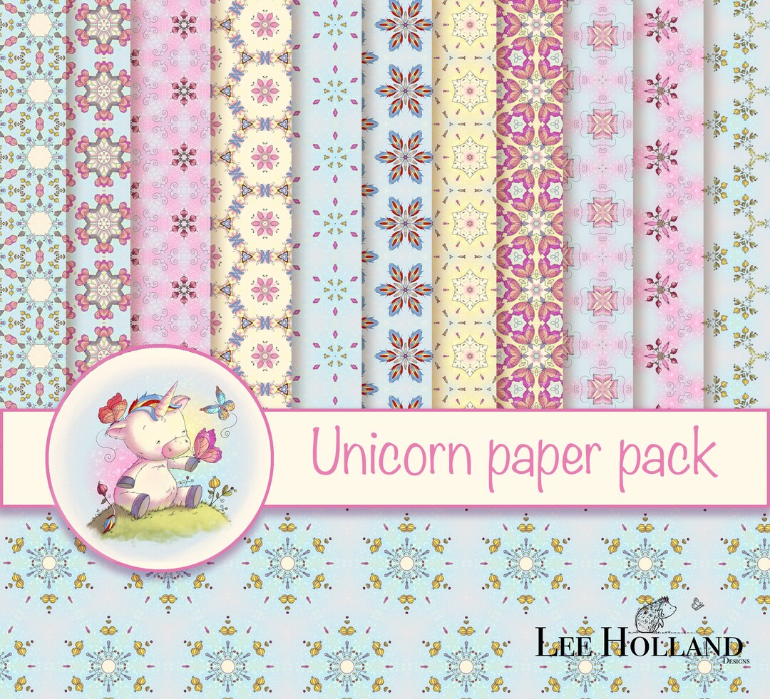 30 Digital Unicorn Paper Pack, Card Making, Scrapbooking, Patterned ...
