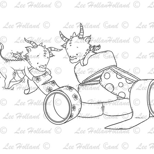 Dragon Drawing a Heart Card Making Digi Digital Stamp - Etsy