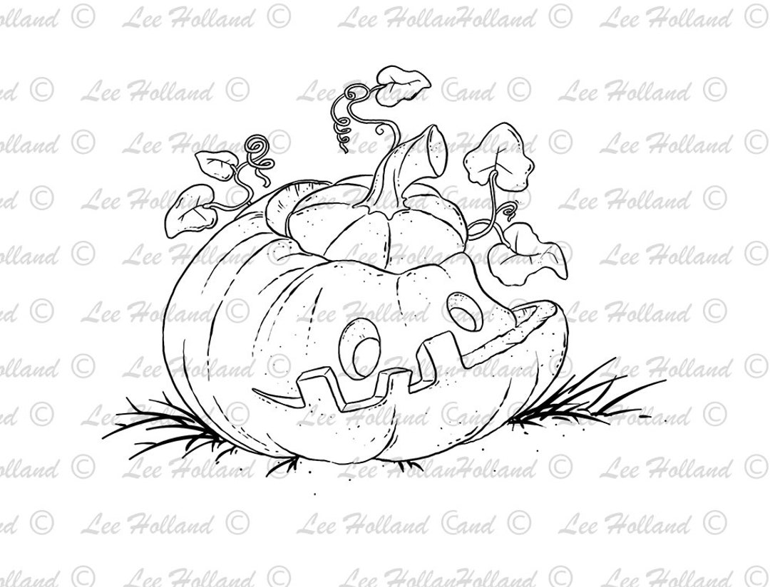 Halloween Pumpkin Face , Digital Stamp Card Making, Digi, Stamp - Etsy