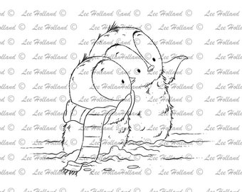 Celebration Penguin Digital Stamp for Card Making, Paper Crafts ...