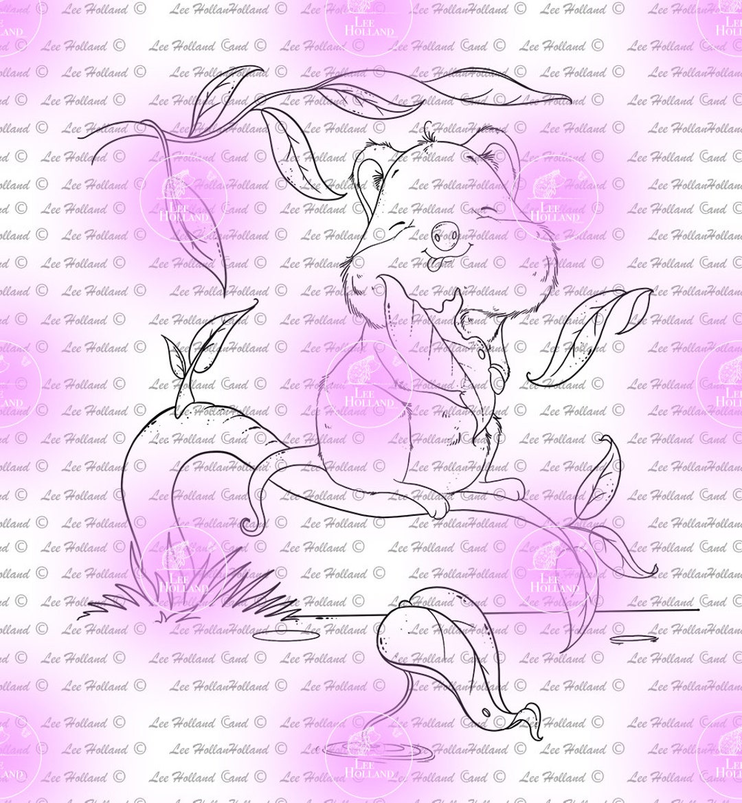 Quokka With Leaf, Digital Stamp, Card Making, Colouring - Etsy