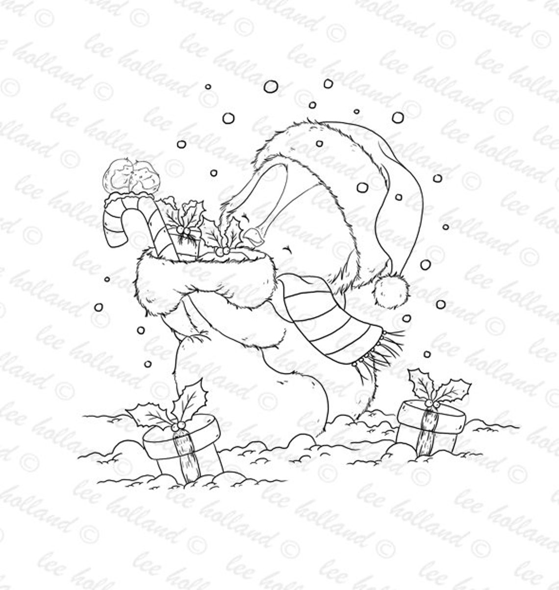 Digital Stamps, Penguin With Stocking, Digi, Penguin, Christmas Digital ...