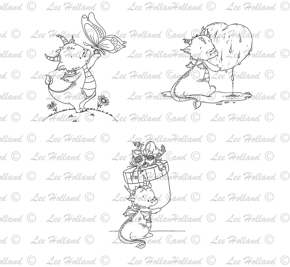 18 Digital Stamps Dragons Bundle Card Making Digital Stamp | Etsy