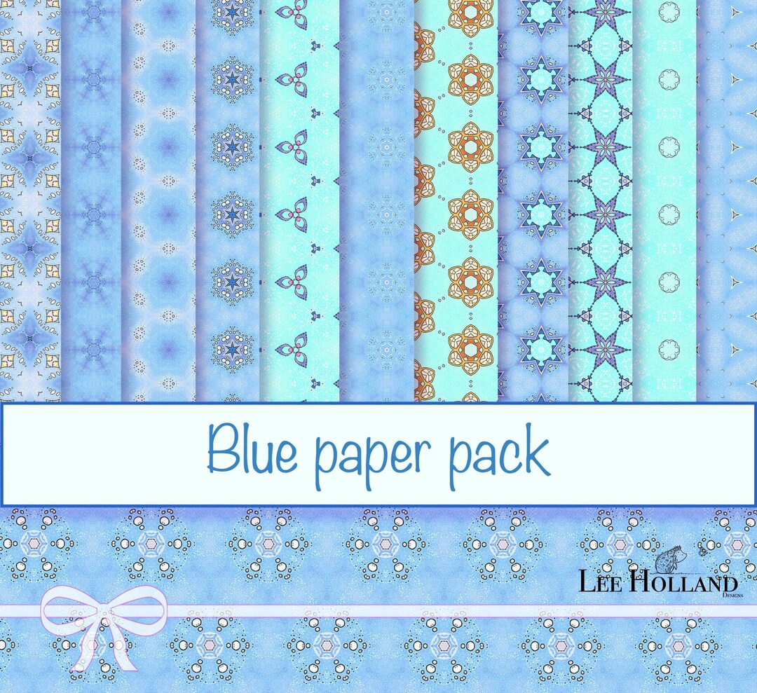 30 Digital Blue Paper Pack, Card Making, Scrapbooking, Patterned Paper ...