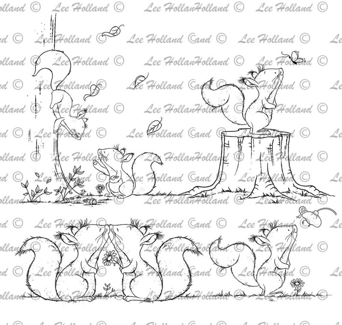 11 Squirrel Bundle Digital Stamp Card Making Digi - Etsy