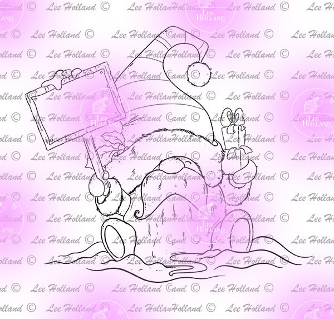 Kabouter met teken, Kaart maken, Digitale Stempel, Digi, Stempel - Etsy ...