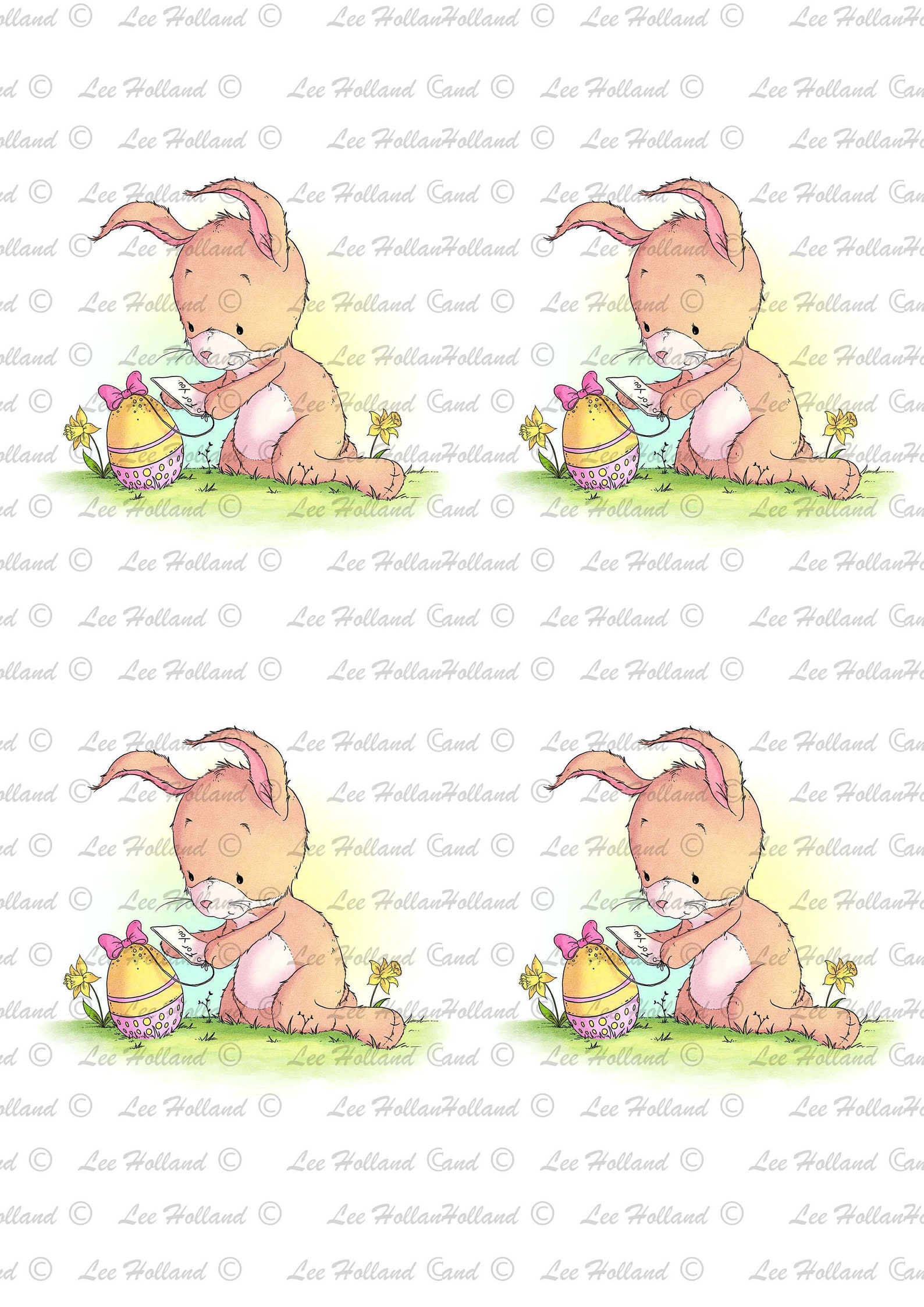 Easter Bunny Printable Cute Printable Art Bunny Card | Etsy