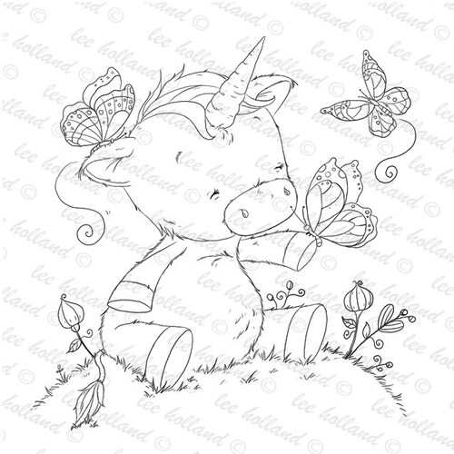 Digital Stamp Unicorn With Butterflies Card Making Digi - Etsy