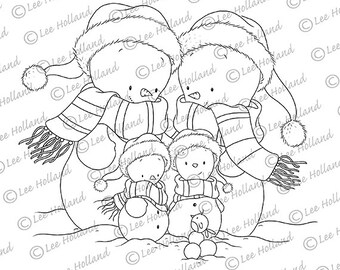 Digital Stamp Penguins Hugging Card Making Digi | Etsy