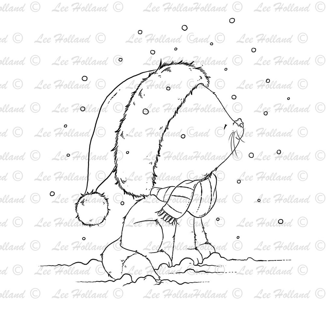 Kitten in the Snow Digital Stamp, Card Making, Digi, Digital Stamp ...