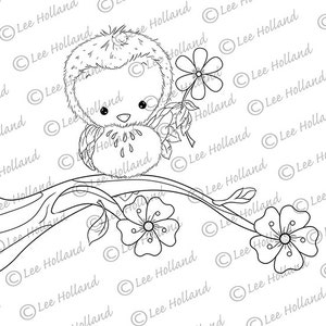 Digital Stamp, Owl With Flower, Card Making, Digi - Etsy