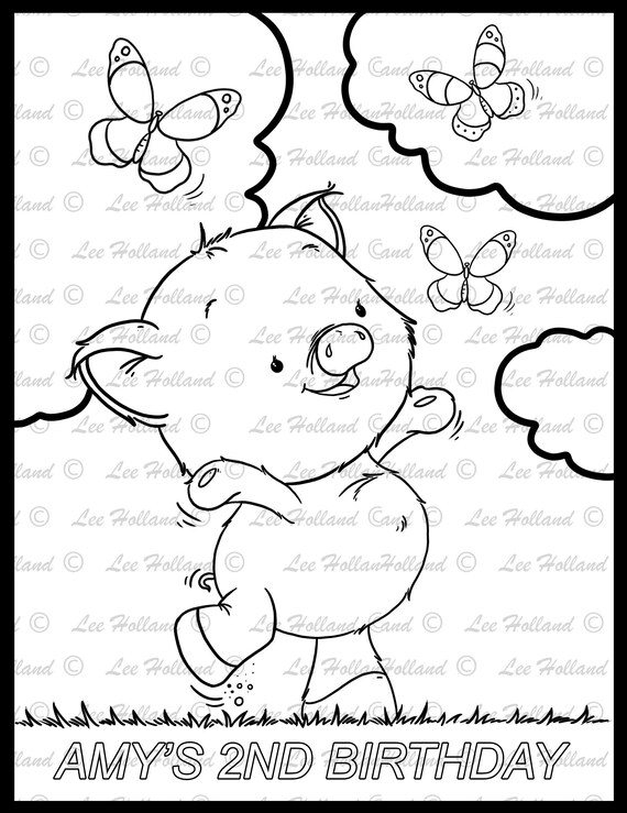Printable Personalised Colouring Page Pig Colouring Page | Etsy