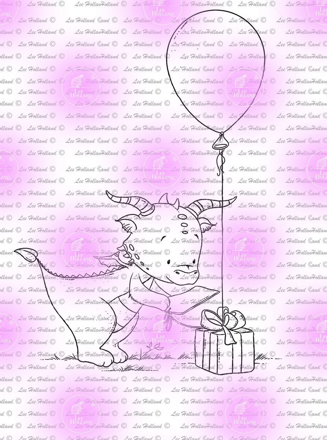 Dragon With Gift , Digital Stamp Card Making, Digi, Stamp - Etsy
