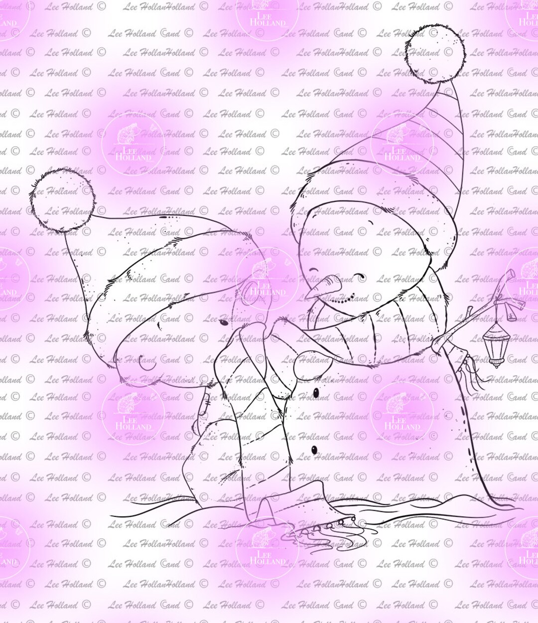 Teddy Bear With Snowman,digital Stamp,card Making, Digi - Etsy