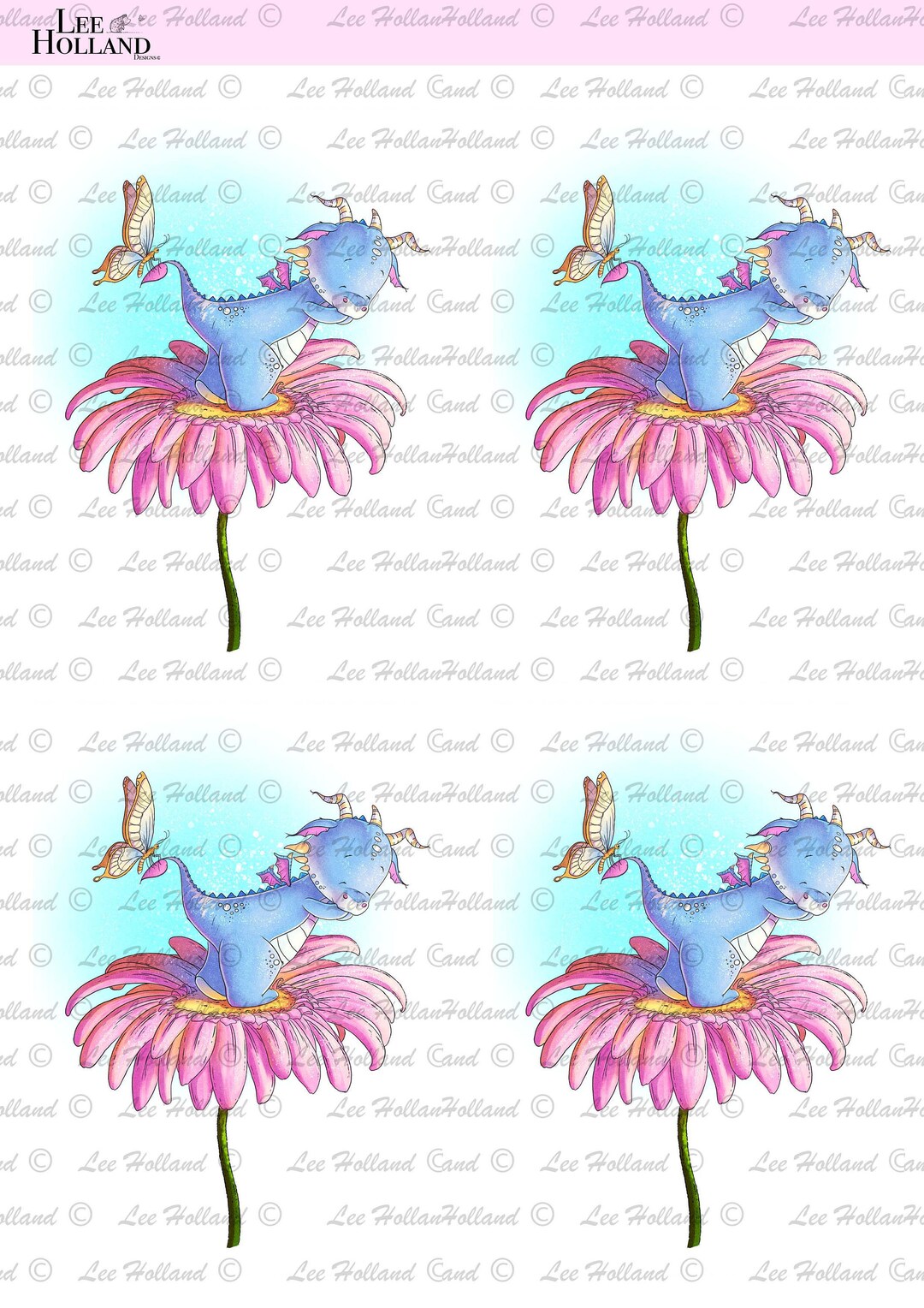 Gerbera Dragon Printable Art, Card Making, Printable Art, Dragon, Cute ...