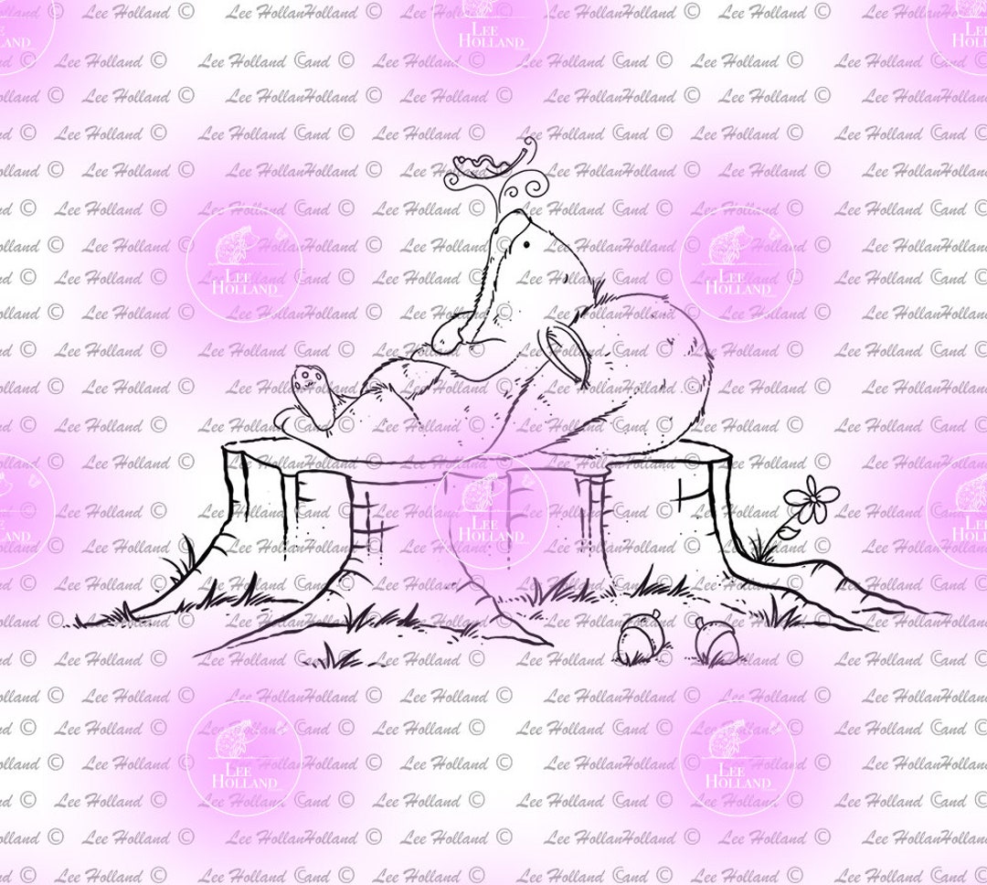 Squirrels Resting on Tree Stump, Card Making, Digi, Colouring - Etsy