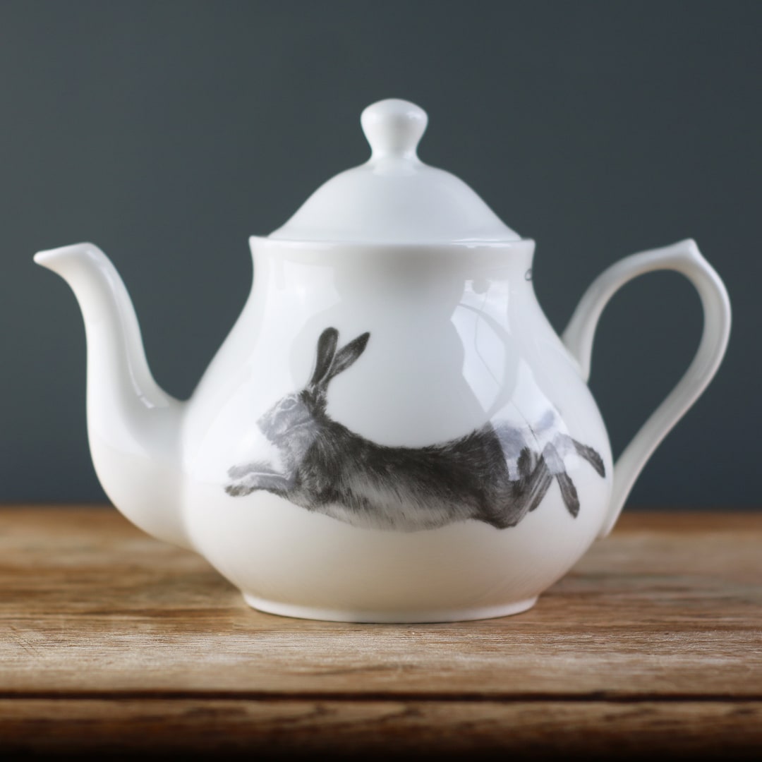 Running Hare Fine Bone China Teapot - Etsy