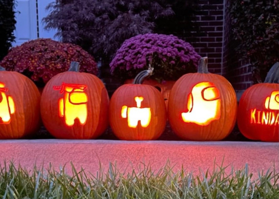 Among Us Pumpkin Carving Patterns - Printable PDF - Etsy